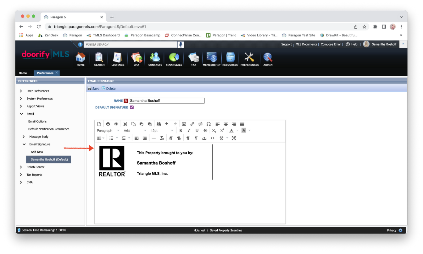 Paragon: How to Add/Update your Email Signature – Doorify MLS